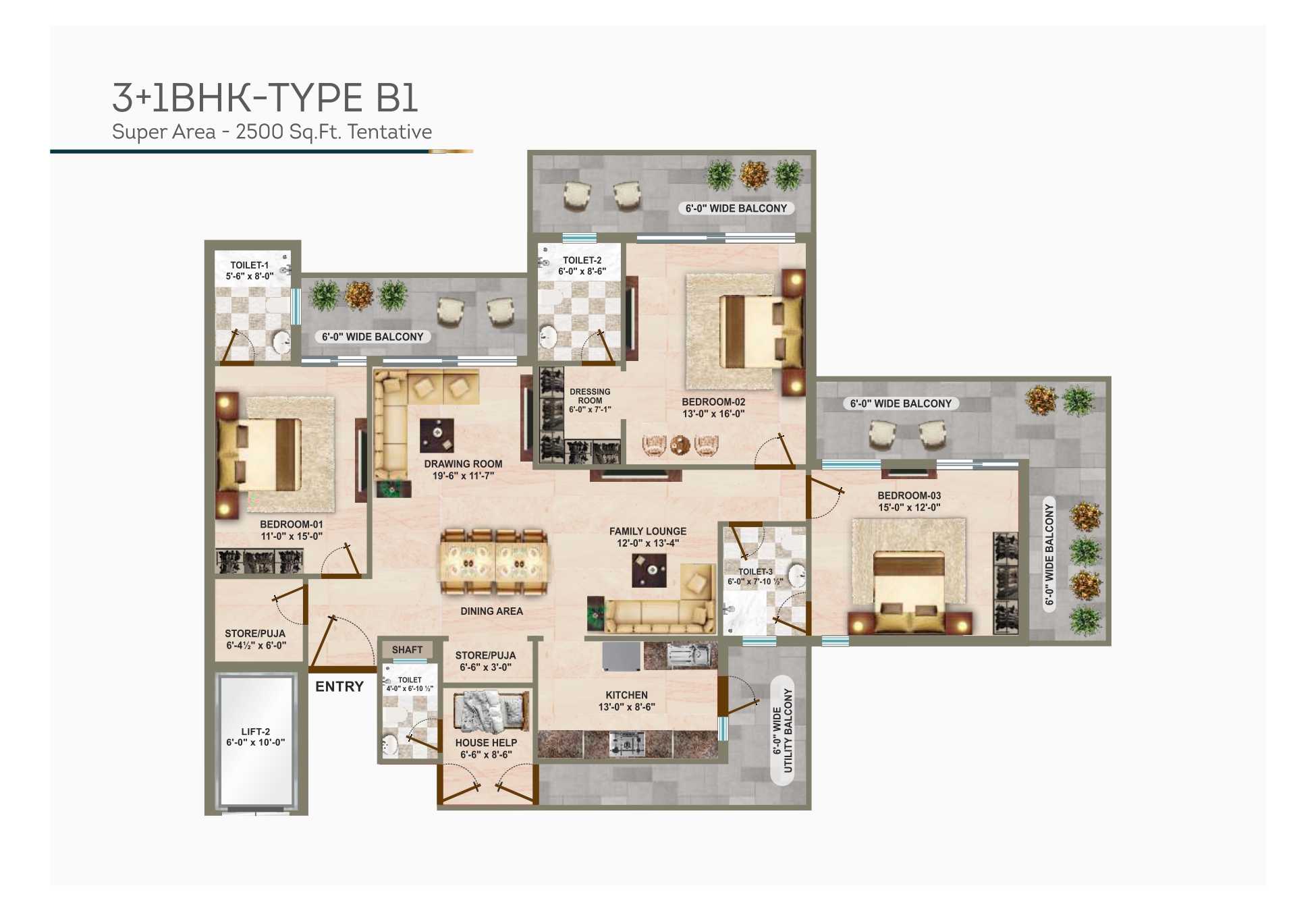 Genesis Heights Zirakpur Floor Plan | 9888733633